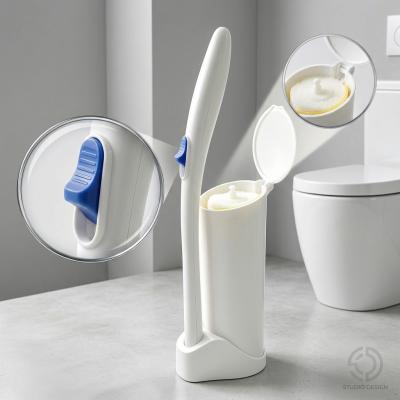 China Flushable Disposable Toilet Brush with No Touch Hygienic Cleaning and Wall Mount Leak Proof Holder for sale