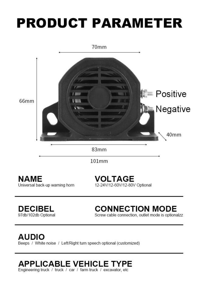 107dB 112dB Forklift Safety Warning Buzzer Horn 110V Truck Reversing Speaker Backup Alarm