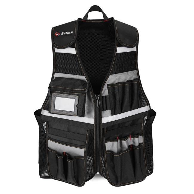 Safety Tool Bag Vest Oxford Cloth Jacket with Multi-Pockets Durable Polyester