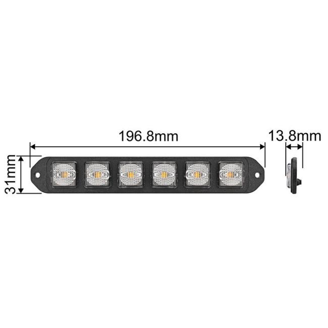Flashing Warning Side Marker Light 6LED 18W Surface Mount Strobe Light