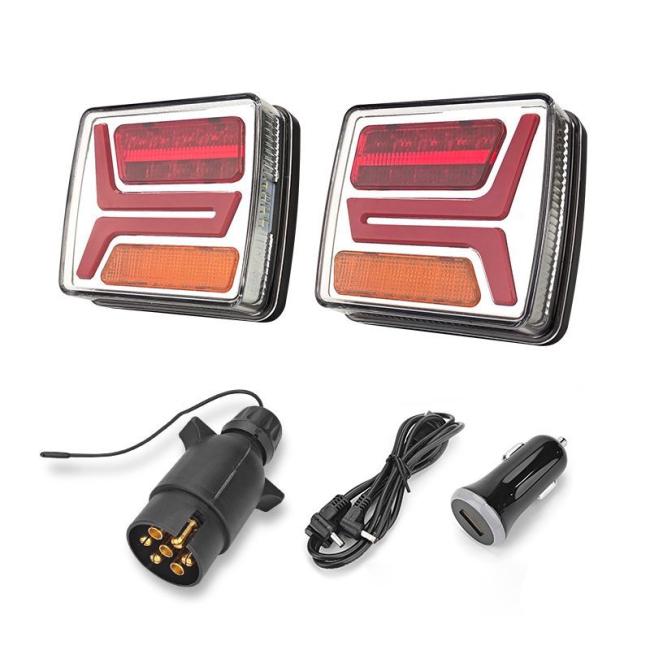 Wireless LED Magnetic Trailer Tractor Rechargeable Tail Light Kit