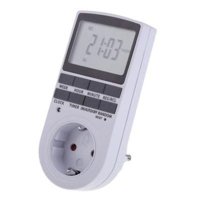 China EU Plug 24 Hour Programmable Mechanical Electrical Plug Program Timer 7 Dayeek Digital LCD Display for sale