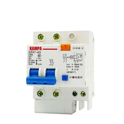 China DZ47LE 2P 10A 16A 20A 25A 32A 40A 50A 60A Residual current Circuit breaker RCBO for sale