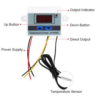 China 10A 12V 24V 110V 220VAC Digital LED Temperature Controller XH-W3001 For Incubator for sale
