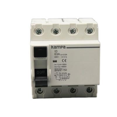 China Residual Current Circuit Breakers kampa IID 63A 4P ELCB rccb for sale