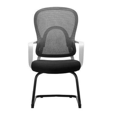 China Ergonomic Back Black Coating Metal Base Fixed Armrest Office Visitor Armchair Desk Cheap Mesh Computer Chair for sale