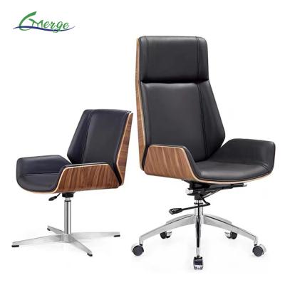 China Ergonomic Office Furniture High Back Leather Pu Executive Office Chair Swivel Feature Traditional Computer Table Office Desk for sale