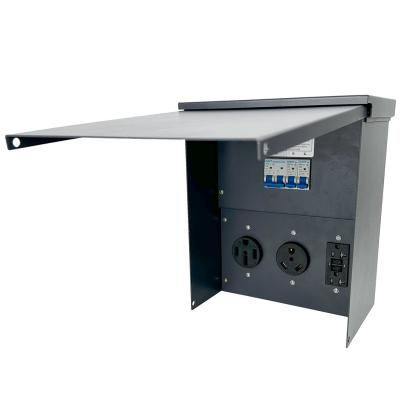 China Syntax Temporary Power Outlet Panel Weatherproof RV Pedestal Electrical Breaker With 20A 30A 50 AMP Receptacles for sale
