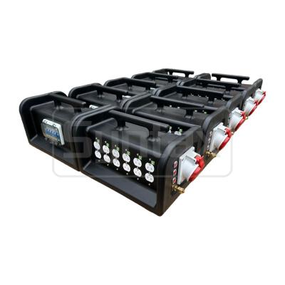 Cina Syntax MS7 Tre Fase 32A HDPE Portable Distribution Box IP67 con 6 numeri Nema Dual Sockets con stagno di messa a terra 395x260x275mm in vendita