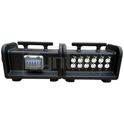Cina Syntax MS7 Tre Fase 32A HDPE Portable Distribution Box IP67 con 6 numeri Nema Dual Sockets con stagno di messa a terra 395x260x275mm in vendita