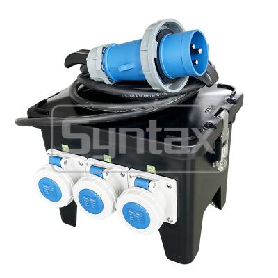 China Syntax MP12 Single Phase IP67 Waterproof 32amp Portable Distribution Box with Stackable Design and 3.5m H07RN-F3*6 Extension Cable for sale