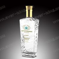 China Transparent Embossing Luxury Spirits Tequila Rectangular Bottle for sale