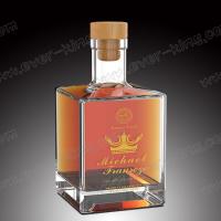 China Square Crystal White Flint Brandy Drinking Bottle Customed 500 ML for sale