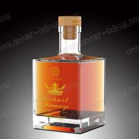China Square Crystal White Flint Brandy Drinking Bottle Customed 500 ML for sale