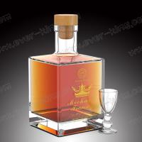 China Square Crystal White Flint Brandy Drinking Bottle Customed 500 ML for sale