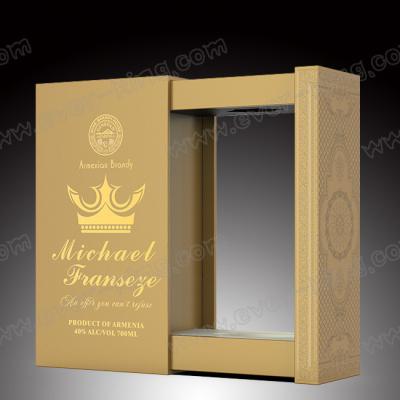 Cina Scatola su ordinazione del cassetto del regalo di Matt Gold Printed Logo Wine per Brandy Whisky Packaging in vendita