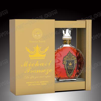 Cina Scatola su ordinazione del cassetto del regalo di Matt Gold Printed Logo Wine per Brandy Whisky Packaging in vendita
