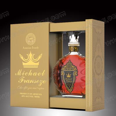 Cina Scatola su ordinazione del cassetto del regalo di Matt Gold Printed Logo Wine per Brandy Whisky Packaging in vendita