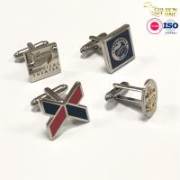 China Custom Metal Engraved Cufflinks , Soft Enamel Car Shape Men Square Cufflink Blanks for sale