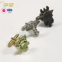China Blank Metal Cufflink Gold Silver Plated Laser Logo Soft Enamel Square Shape for sale