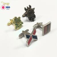 China Blank Metal Cufflink Gold Silver Plated Laser Logo Soft Enamel Square Shape for sale