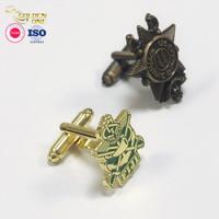 China Blank Metal Cufflink Gold Silver Plated Laser Logo Soft Enamel Square Shape for sale