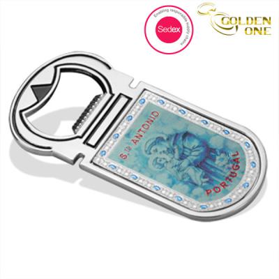Cina Smalto molle su ordinazione di Logo Bottle Opener Practical Metal di placcatura d'argento in vendita