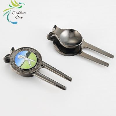 China multifunctionele op maat gemaakte golfclub logo reparatie golf divot gereedschap reparatie bal gereedschap maker golf divot gereedschap Te koop