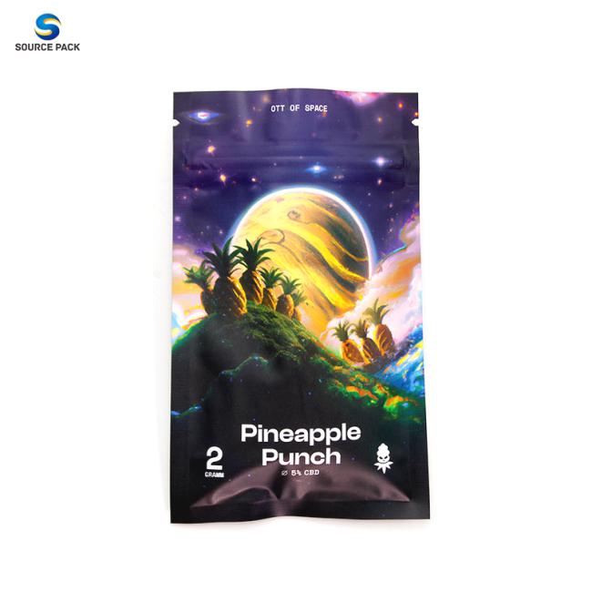 Zipper Custom Weed Packaging Bag 3 Side Seal with Digital Printing