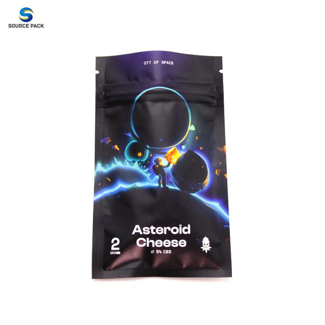 Zipper Custom Weed Packaging Bag 3 Side Seal with Digital Printing