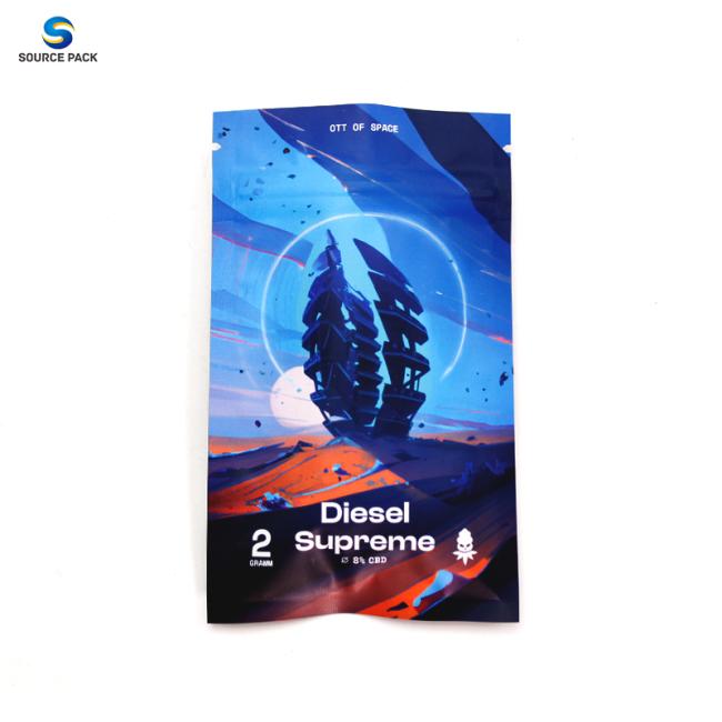 Zipper Custom Weed Packaging Bag 3 Side Seal with Digital Printing