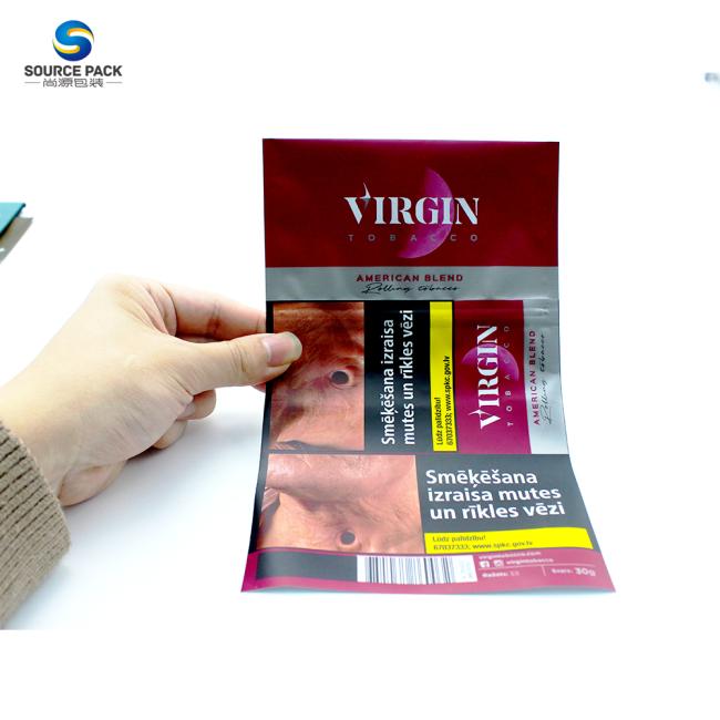 Empty Zipper G&V Tobacco Packaging Bag Hand Rolling Tobacco Pouch
