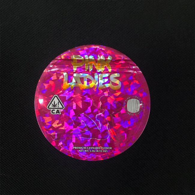 Free Samples Laser Effect Round Weed Bag Package With Aluminum Foil