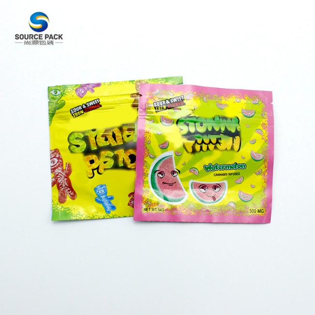 Aluminum Foil Custom Mylar Ziplock  Packaging 3.5g Bags For Gummies