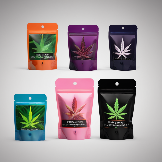 Custom Plastic Weed Bag Stand up Pouch Marijuanna Packaging for CBD THC Food Gummy Candy
