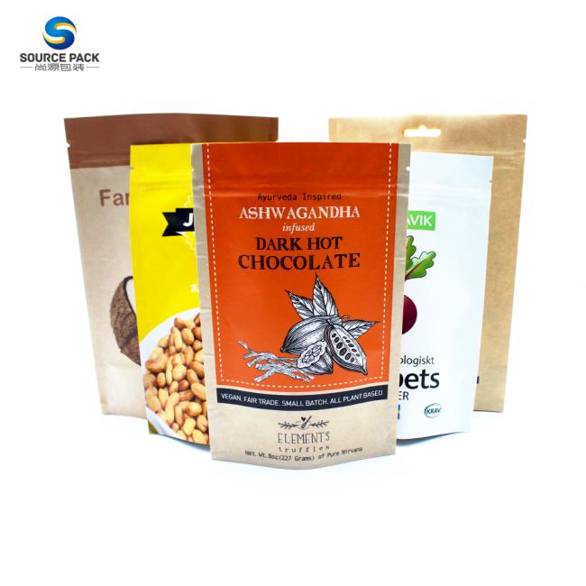 Kraft Paper Stand Up Pouch Food Packaging Foil Ziplock Bag