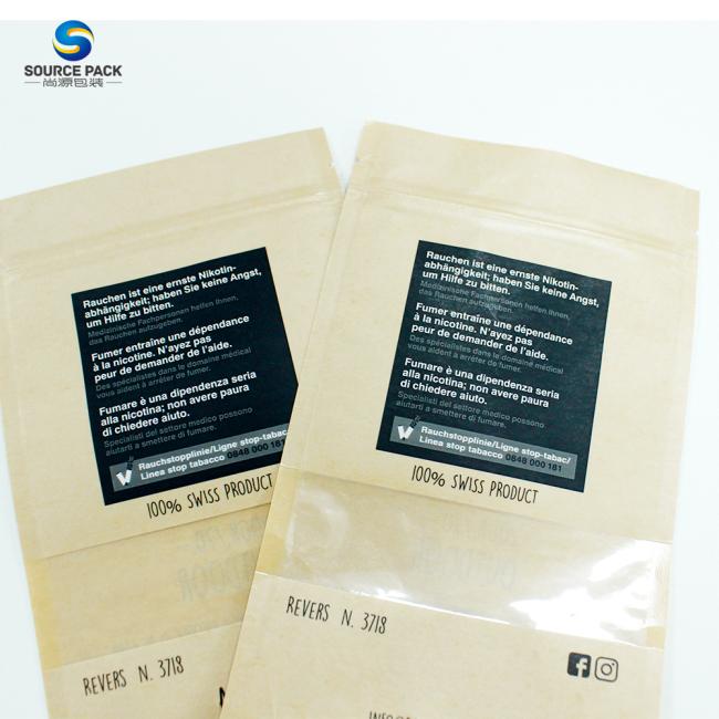 Eco Matte Finish Stand Up Pouch Ziplock Kraft Paper Packaging Bag dry flower