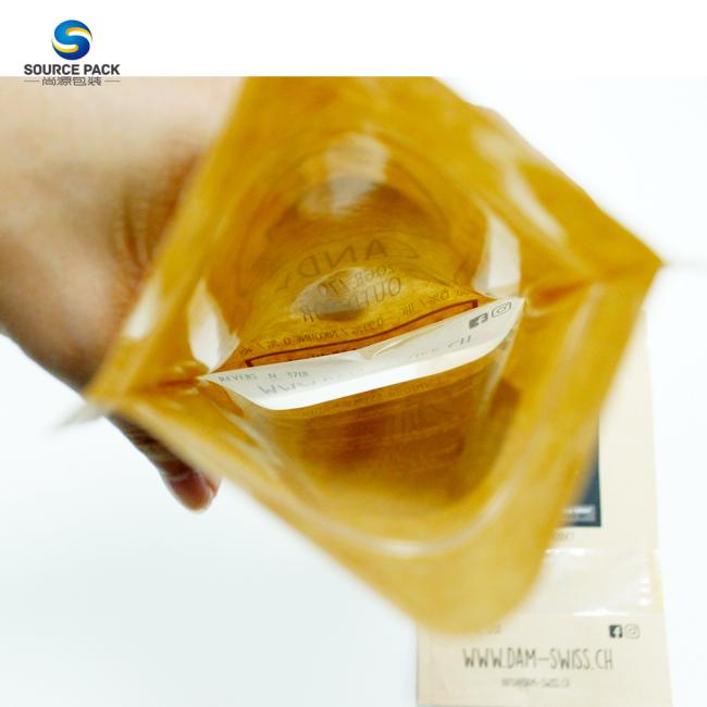 Eco Matte Finish Stand Up Pouch Ziplock Kraft Paper Packaging Bag dry flower
