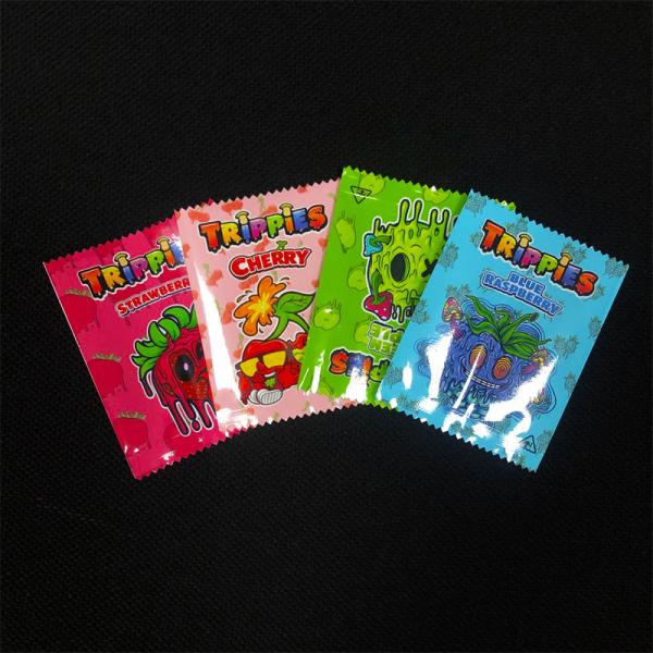 Quality Glossy Finished Mylar Weed Packaging Back Heat Seal Mylar Bags For Gummy Candy for sale