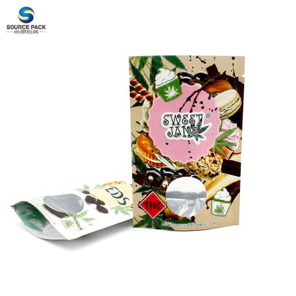 Quality Custom Mylar Weed Packaging Stand Up Pouch Edible Packaging With Ziplock for sale
