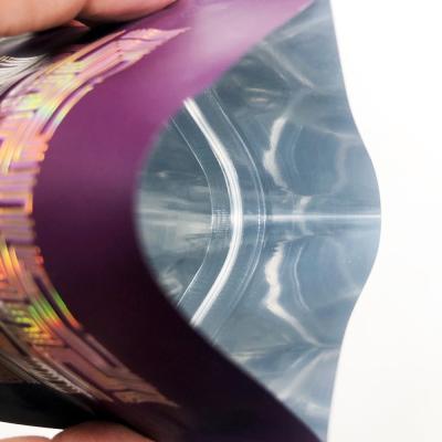 China UV Printing Holographic Stand up Pouch Ziplock Mylar Packaging Bag for Weed Food Te koop