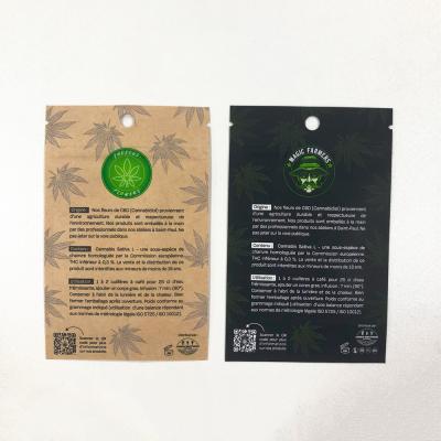 China Anpassungsfähige Marihuana-Verpackungstüte Gravure Druckverschluss Kraftpapiertüten zu verkaufen