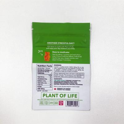 China UV Spot CBD Gummy Packaging Bags Marihuana Kinderwaardig Zipper Flat Bag Te koop