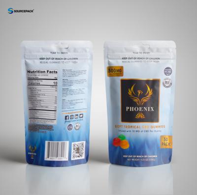 Китай Металлический печатный CBD Gummies упаковочный пакет пищевой стойкий рюкзак с ультрафиолетовой защитой продается