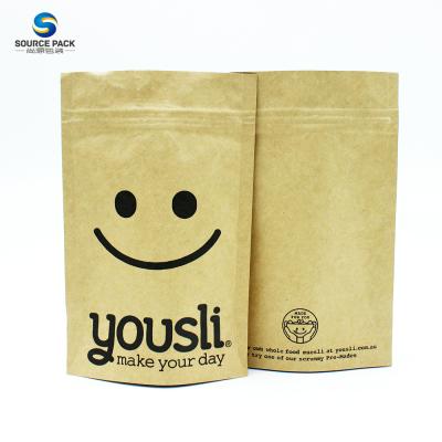 China Zipper Kraft Paper Bag Snack Nuts Cookies Food Packaging Stand Up Pouches Te koop