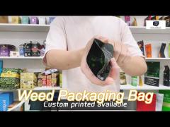 resealable zipper weed packaging bag smell proof custom logo kraft paper pouch
