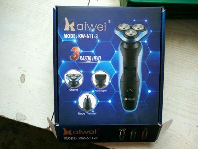 China KW-611-3 NEW 3 in 1 Exchangeable Shaver with Nose Hair Trimmer Kit for sale