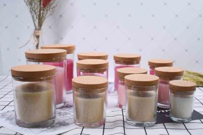China Customized Glass Candle Jars Cork Lids Sealing Storage 265 Gram Te koop
