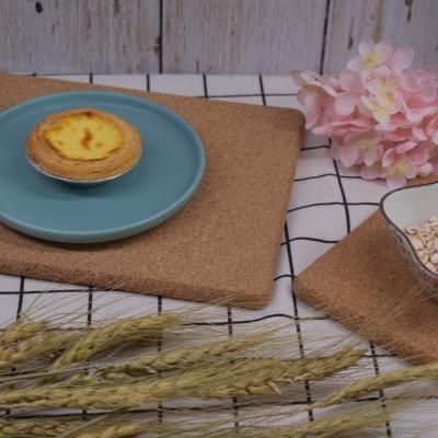 China Premium Quality  Natural Rectangular Heat Insulation Anti-slip Cork Hot Placemats for sale