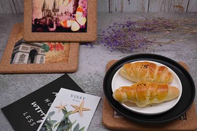 China DIY Yuelin Square Cork Backed Placemats Board Trivets 8''X 8'' X 0.4'' Ceramic Tile Base for sale